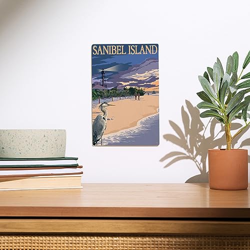 Lantern Press 6x9 Inch Wood Sign, Ready to Hang Wall Decor, Sanibel Island, Florida, Lighthouse