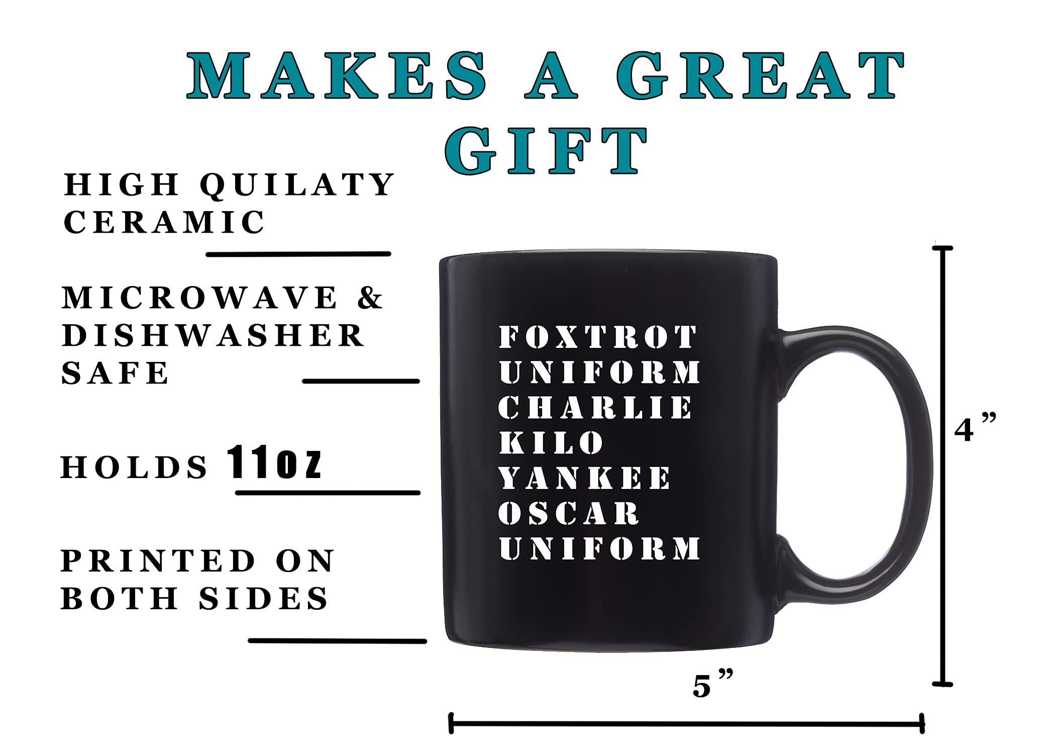 Rogue River Tactical Funny Coffee Mug Military Alphabet Foxtrot You Black Novelty Cup Great Gift Idea For Office Party Employee Boss Coworkers