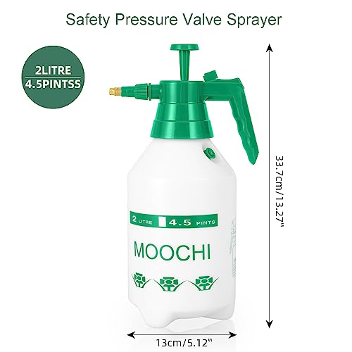MOOCHI 2.0L/0.53Gallon Green Garden Sprayer Pump Pressure Hand Held with Safety Value for Watering, Home Cleaning, Car Washing