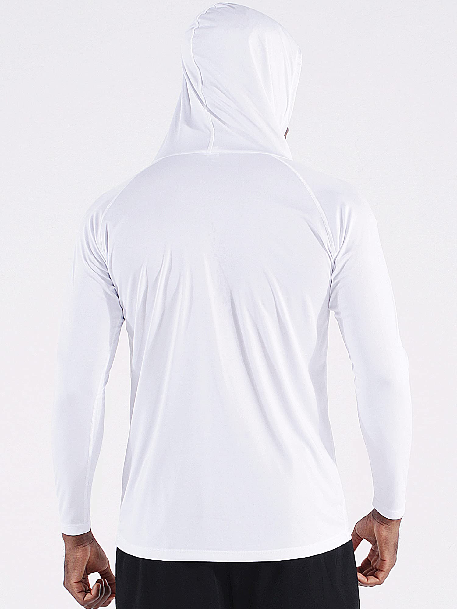 CADMUS Men's Workout Long Sleeve Fishing Shirts UPF 50+ Sun Protection Dry Fit Hoodies,1 Pack,096,White,Large