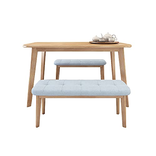 WoodShine Home Wood & Upholstered Bench for Kitchen, Dining Room, Living Room, Entryway, (Natural, 39.4inches)