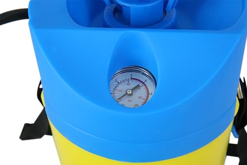 MOOCHI 1.3 Gallon Portable Lawn and Garden Pump Pressure Sprayer with Pressue Gauge Meter and Pressure Relief Valve, Safe Comfortable Usage