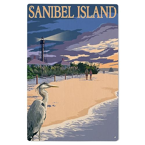 Lantern Press 6x9 Inch Wood Sign, Ready to Hang Wall Decor, Sanibel Island, Florida, Lighthouse