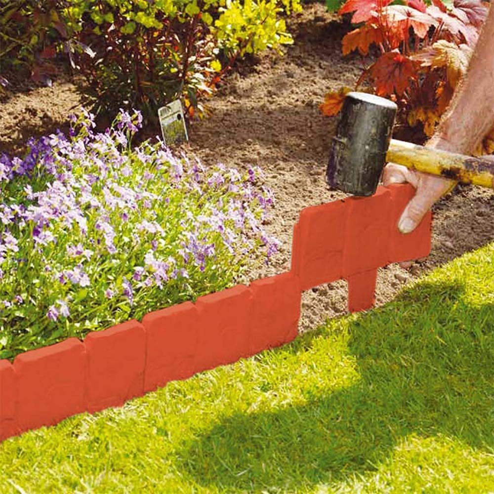 WUSIO Imitation Stone Hammer Installation Landscape Path Decorative Garden Lawn Edging Border Garden Plant Fence Outdoor Hedge Border(10PCS,Orange)