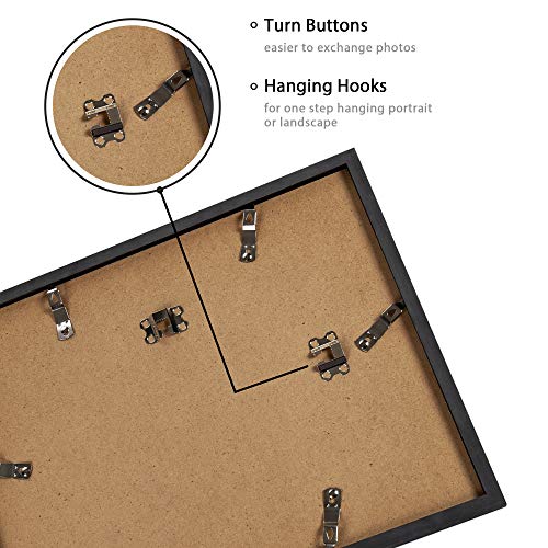Sindcom 16x20 Poster Frame 3 Pack, Picture Frames with Detachable Mat for 11x14 Prints, Horizontal and Vertical Hanging Hooks for Wall Mounting, Charcoal Gray Photo Frame for Gallery Home Décor