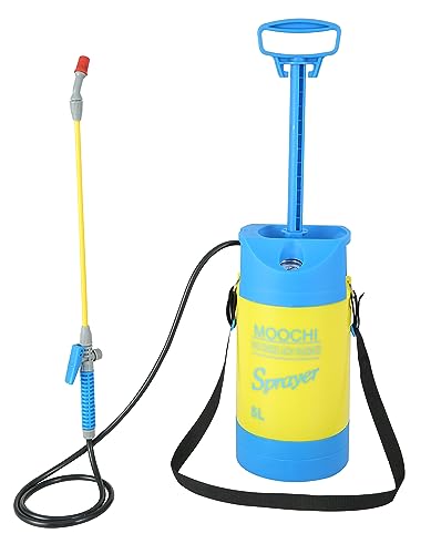 MOOCHI 1.3 Gallon Portable Lawn and Garden Pump Pressure Sprayer with Pressue Gauge Meter and Pressure Relief Valve, Safe Comfortable Usage