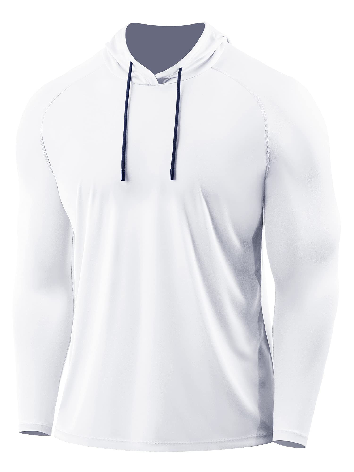 CADMUS Men's Workout Long Sleeve Fishing Shirts UPF 50+ Sun Protection Dry Fit Hoodies,1 Pack,096,White,Large