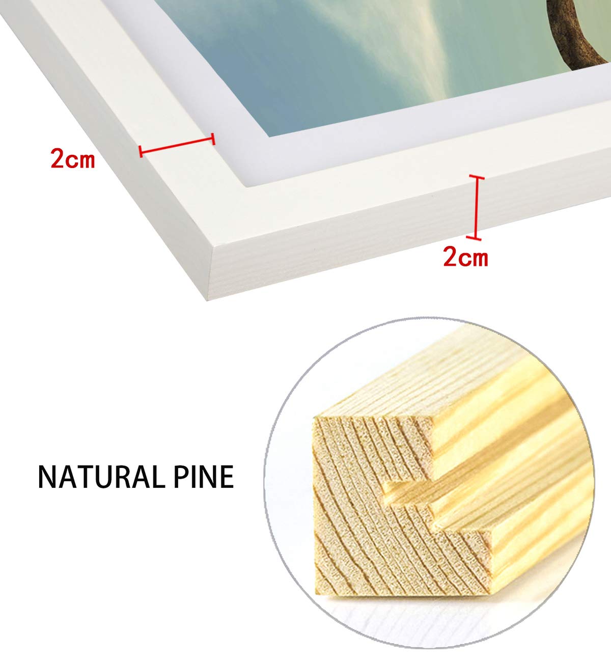 IOOSTAR 16x20 Diamond Painting Picture Frame , Display Pictures 14 x 18 inch/35x45 cm with Mat or 16 x 20 inch/40x50 cm Without Mat , Diamond Art Frame Wood White (YNCK0052)