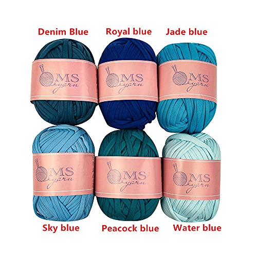 T Shirt Yarn, Tshirt Crochet Yarn for Crocheting Bag/Craft Project/Home Decor, 3.3oz/100g, 30yds/27m with Polyester Spandex Blend Stretch Fabric (Royal Blue)