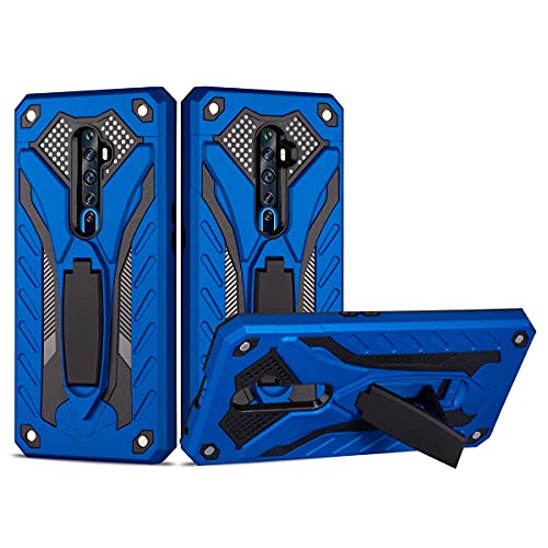Grandcaser Case for Reno 2 Z Ultra-Thin Double Layer 2in1 Hard PC Soft TPU Shockproof Drop-Proof with Bracket Protective Cover for Oppo Reno 2 Z/F 6.53" -Blue