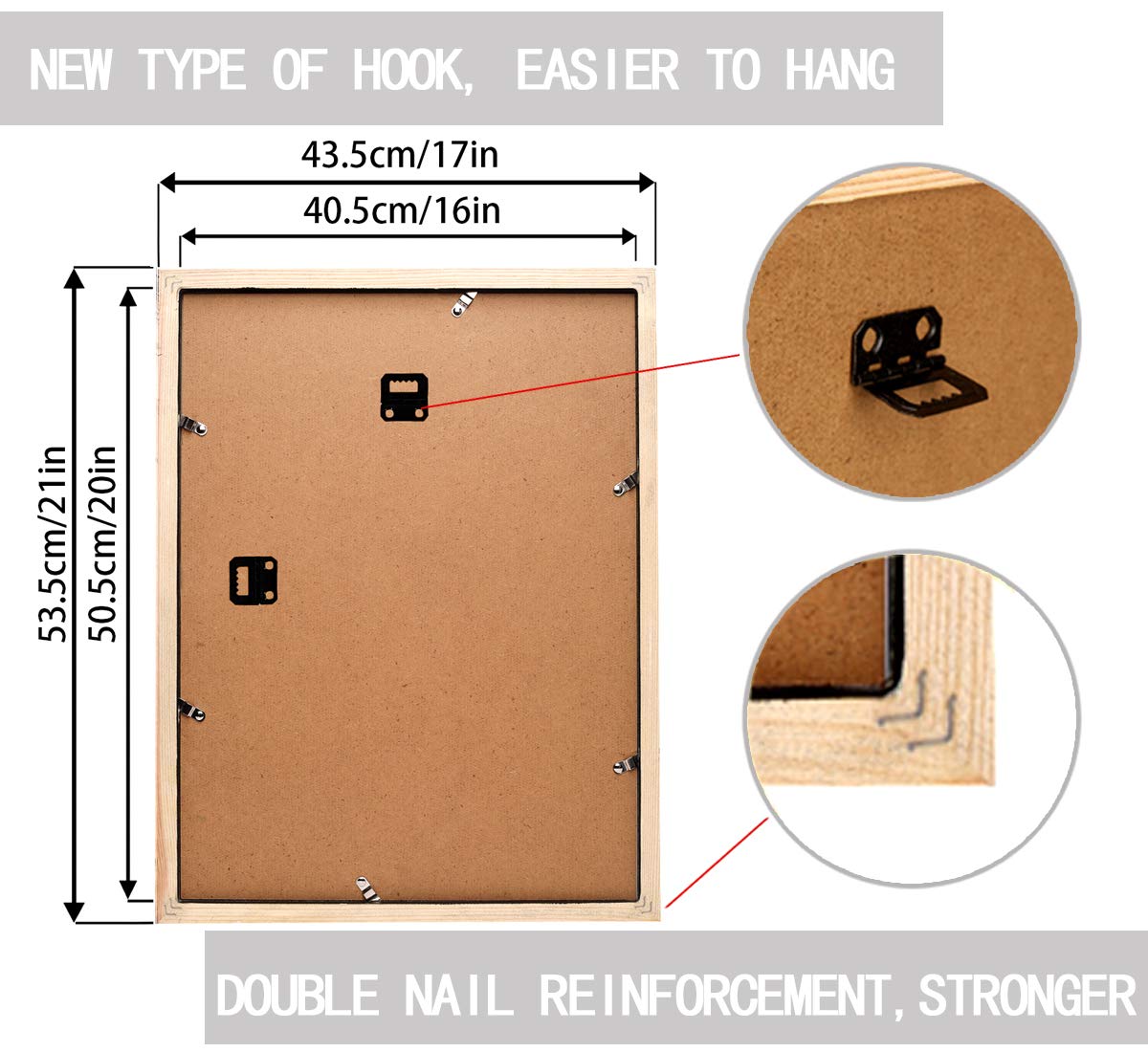 IOOSTAR 16x20 Diamond Painting Picture Frame , Display Pictures 14 x 18 inch/35x45 cm with Mat or 16 x 20 inch/40x50 cm Without Mat , Diamond Art Frame Wood White (YNCK0052)