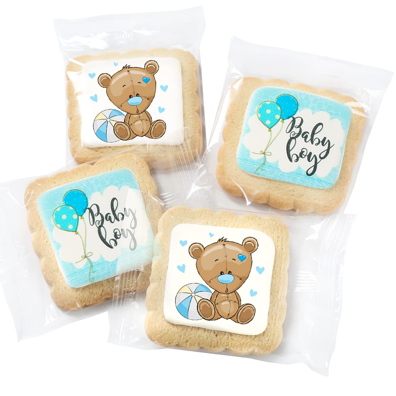 Baby Shower Cookies Baby Boy 24 PACK Dessert Table Party Favors Decorated Individually Wrapped Sugar Cookies Gift