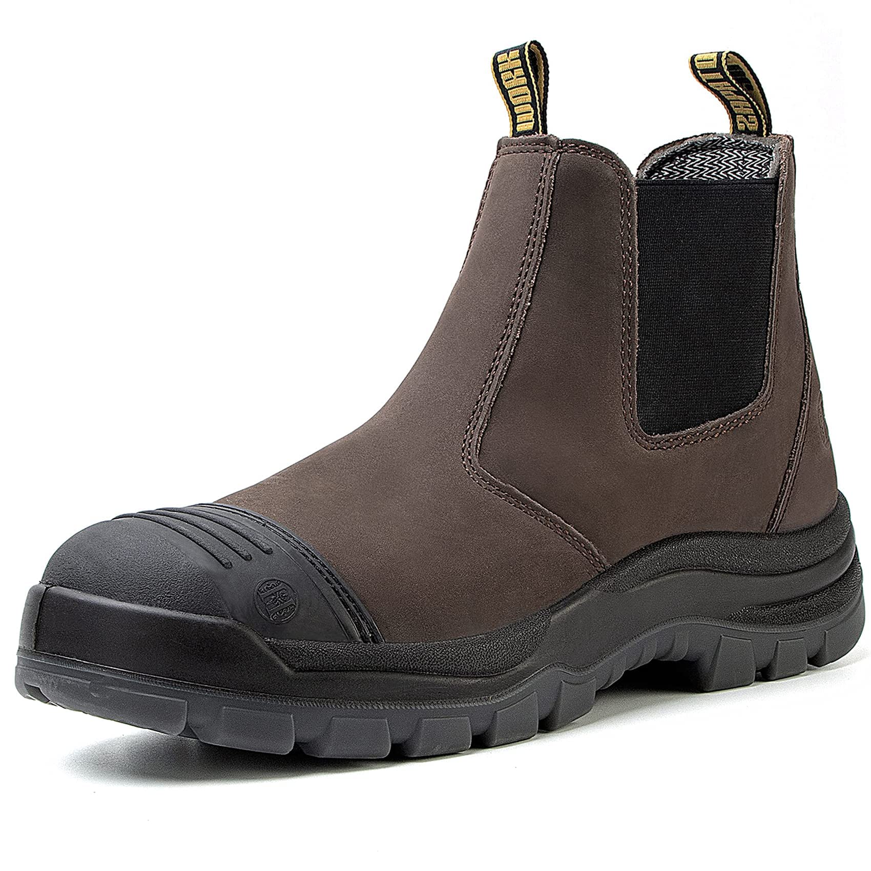 HANDMEN Work Boots for Men, Soft Toe Waterproof Working Boots, Slip Resistant Anti-Static Slip-on Safety Working Shoes 9 10 11 12 13 (COF/802EE, 11.5)