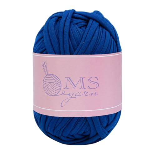 T Shirt Yarn, Tshirt Crochet Yarn for Crocheting Bag/Craft Project/Home Decor, 3.3oz/100g, 30yds/27m with Polyester Spandex Blend Stretch Fabric (Royal Blue)