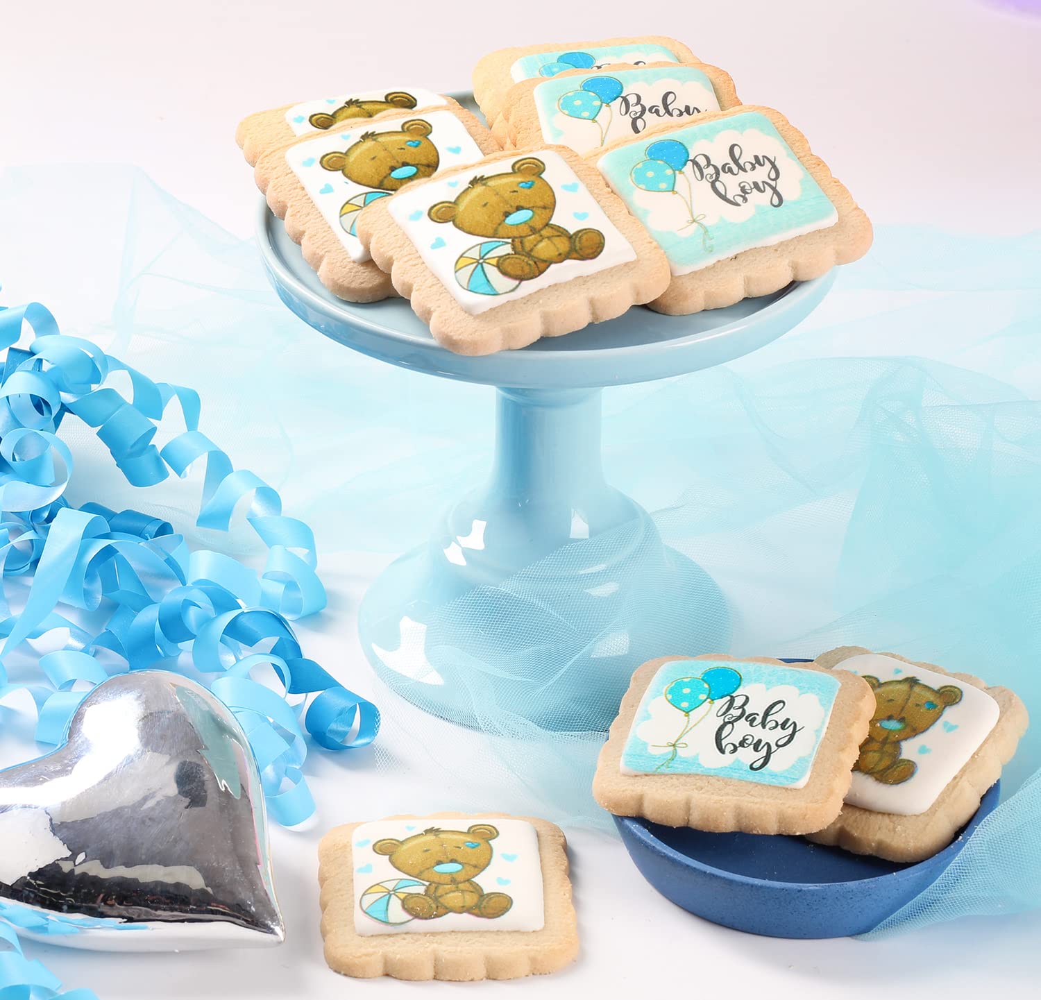Baby Shower Cookies Baby Boy 24 PACK Dessert Table Party Favors Decorated Individually Wrapped Sugar Cookies Gift