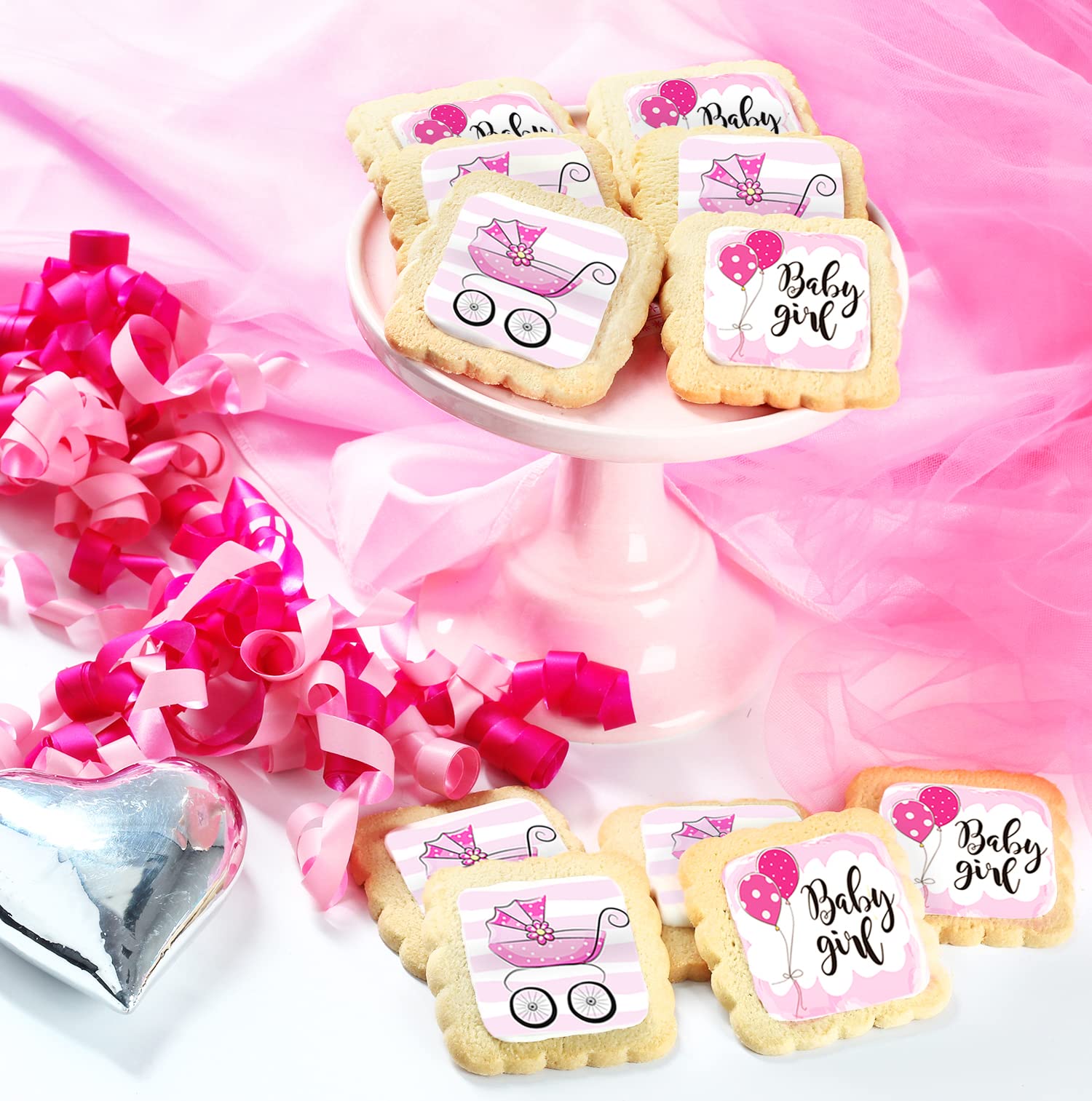 Baby Shower Cookies Baby Girl 12 PACK Favors Dessert Table Decorated Individually Wrapped Sugar Cookies Party Gift