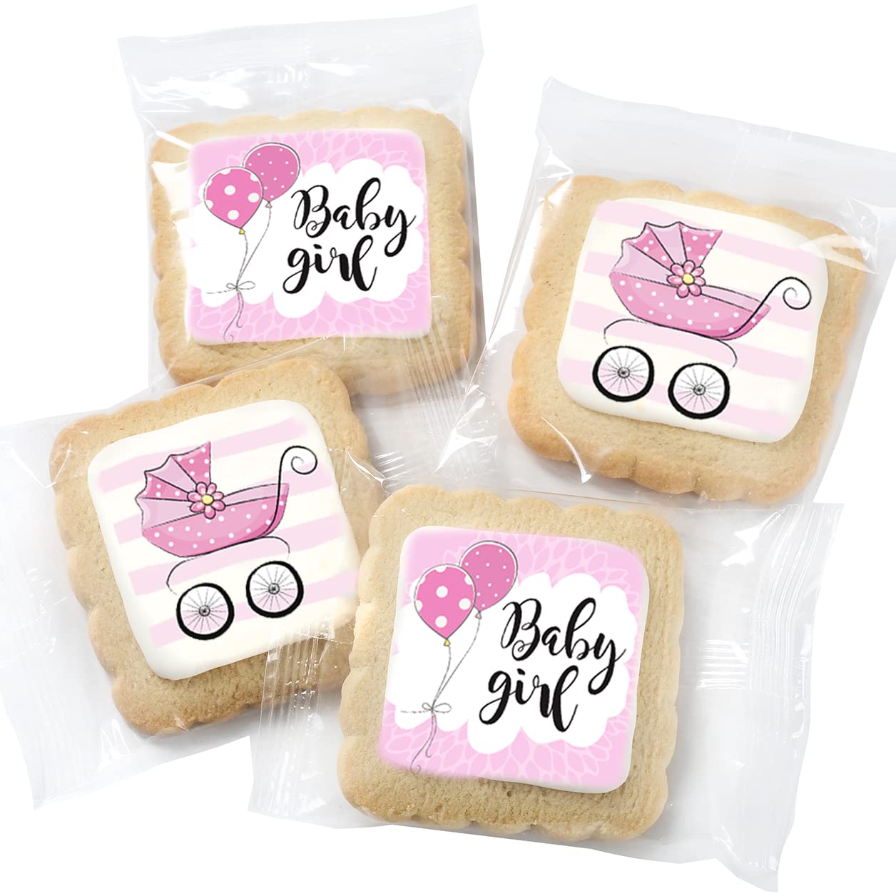 Baby Shower Cookies Baby Girl 12 PACK Favors Dessert Table Decorated Individually Wrapped Sugar Cookies Party Gift