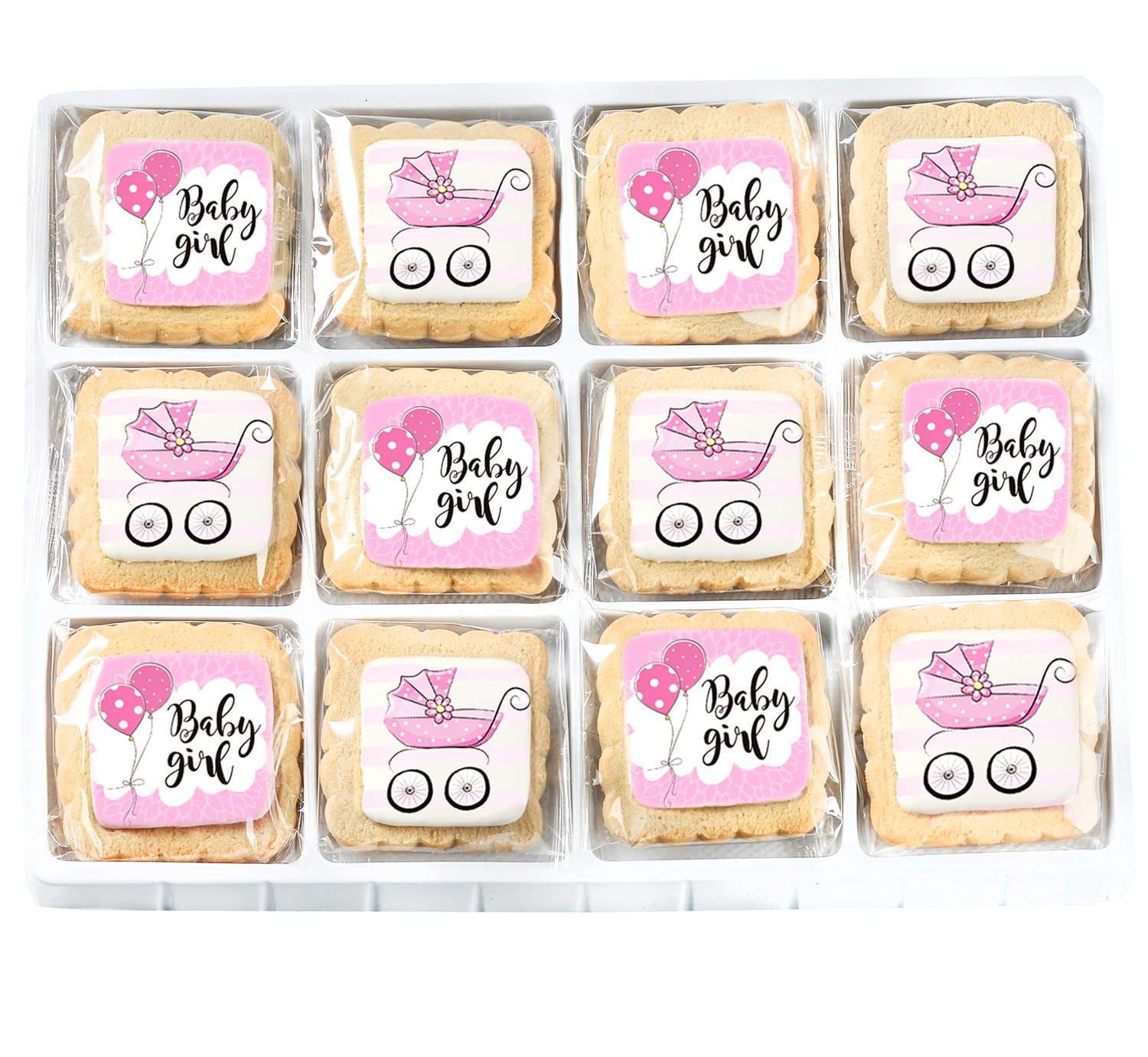 Baby Shower Cookies Baby Girl 12 PACK Favors Dessert Table Decorated Individually Wrapped Sugar Cookies Party Gift