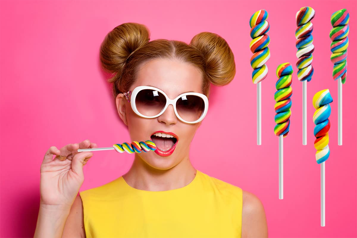 The Dreidel Company Twist Rainbow Lollipop, 4 Color Variety, Mixed Fruit Flavor, Individually Wrapped, 3" Inch Sucker (12-Pack)