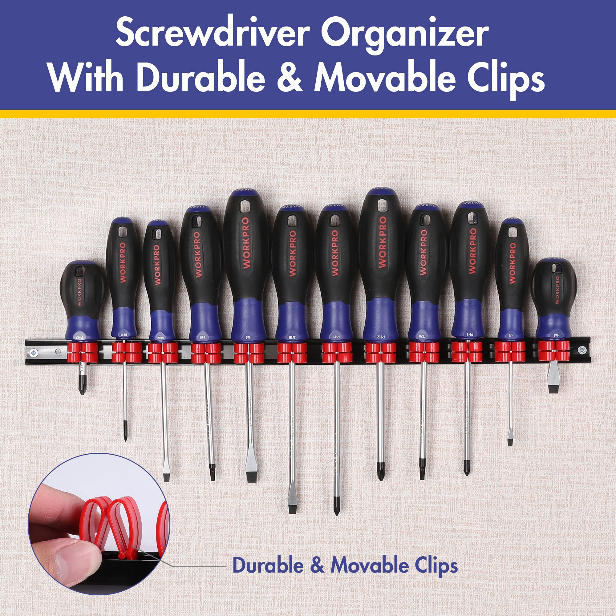 WORKPRO Magnetic Screwdrivers Set, Phillips & Flat & Slotted & Torx Screwdriver Tools Set with Organizer, Professional Repair Tool Kit for Industrial Household Mechanics(12-Piece)