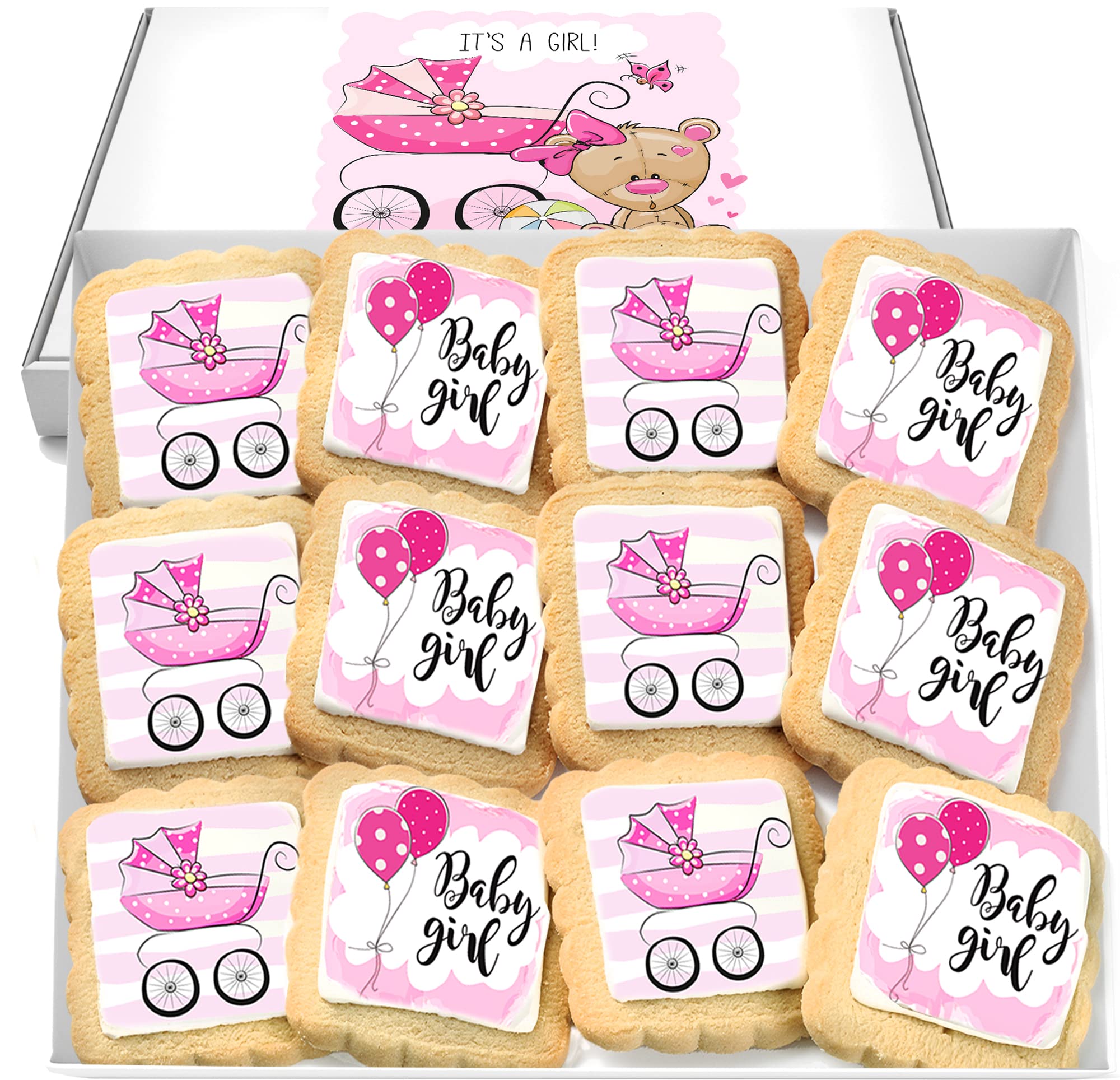 Baby Shower Cookies Baby Girl 12 PACK Favors Dessert Table Decorated Individually Wrapped Sugar Cookies Party Gift