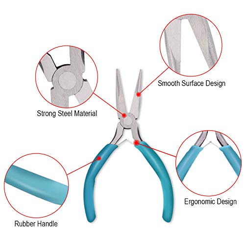 Anezus 4Pcs Jewelry Pliers Tool Set Includes Needle Nose Pliers, Round Nose Pliers, Wire Cutters and Bent Nose Pliers for Jewelry Beading Repair Making Supplies
