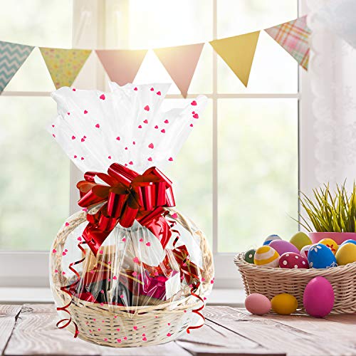 Clear Basket Bags, 10Pack 22x32 Inches Large Cellophane Bags Clear Printed Cellophane Wrap for Gift Baskets,Presents, Weddings, Bridal/Baby Showers and More