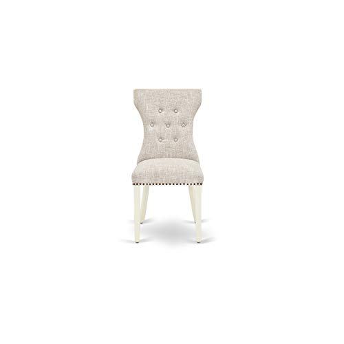 East West Furniture HBGA5-LWH-35 5 Piece Dining Table Set for 4 Includes a Round Kitchen Table with Pedestal and 4 Doeskin Linen Fabric Parsons Dining Chairs, 42x42 Inch, Linen White
