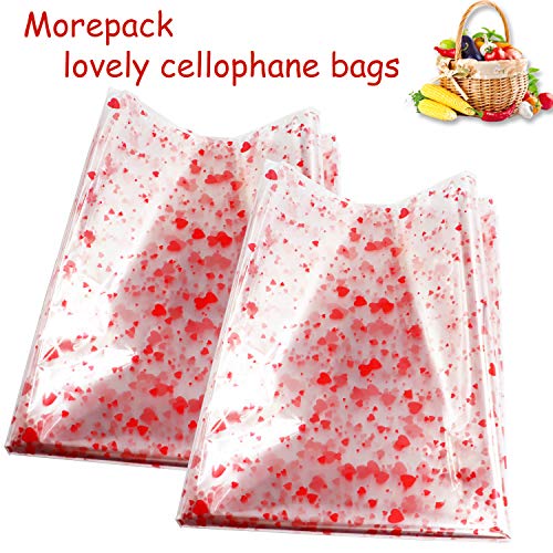 Clear Basket Bags, 10Pack 22x32 Inches Large Cellophane Bags Clear Printed Cellophane Wrap for Gift Baskets,Presents, Weddings, Bridal/Baby Showers and More