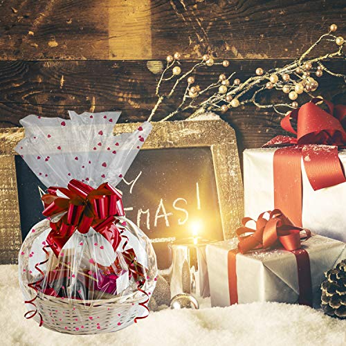 Clear Basket Bags, 10Pack 22x32 Inches Large Cellophane Bags Clear Printed Cellophane Wrap for Gift Baskets,Presents, Weddings, Bridal/Baby Showers and More
