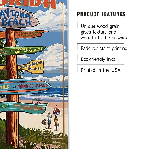Lantern Press 6x9 Inch Wood Sign, Ready to Hang Wall Decor, Daytona Beach, Florida, Destinations Sign