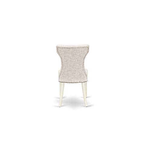 East West Furniture HBGA5-LWH-35 5 Piece Dining Table Set for 4 Includes a Round Kitchen Table with Pedestal and 4 Doeskin Linen Fabric Parsons Dining Chairs, 42x42 Inch, Linen White