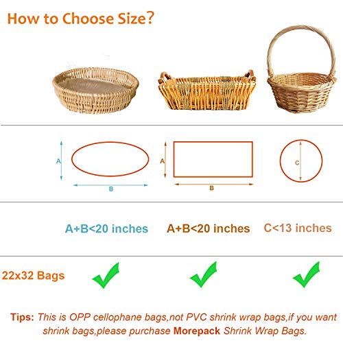 Clear Basket Bags, 10Pack 22x32 Inches Large Cellophane Bags Clear Printed Cellophane Wrap for Gift Baskets,Presents, Weddings, Bridal/Baby Showers and More