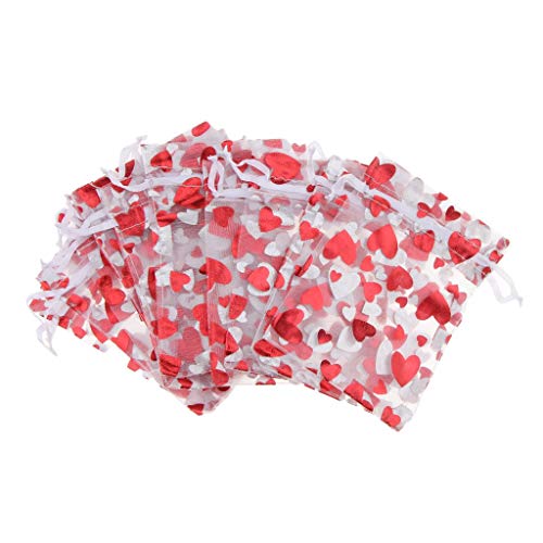 100pcs Love Heart Gift Bags Candy Bags Jewelry Packaging Wedding Gift Pouch Drawstring Bags for Valentine's Day Wedding Festival Party Supply