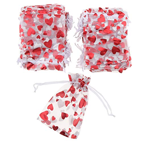 100pcs Love Heart Gift Bags Candy Bags Jewelry Packaging Wedding Gift Pouch Drawstring Bags for Valentine's Day Wedding Festival Party Supply