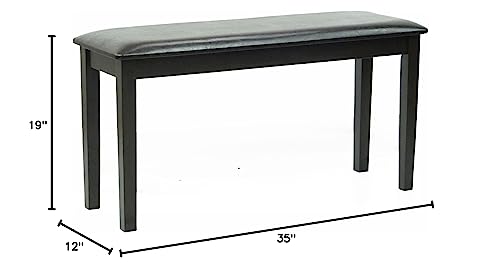 SunBear Furniture Dining Kitchen Solid Wooden Stained Bench Padded Seat Espresso Black Finish