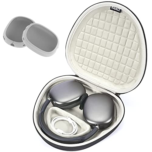 Hard Travel Carrying Case for Apple AirPods Max Headphone and It's Accessories, Protective Storage Bag - Black (Grey Lining)