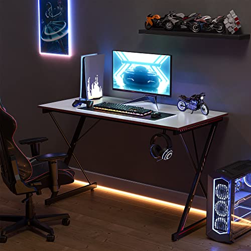 DESINO Gaming Desk 32 Inch PC Computer Desk, Home Office Desk Table Gamer Workstation, Simple Game Table, White