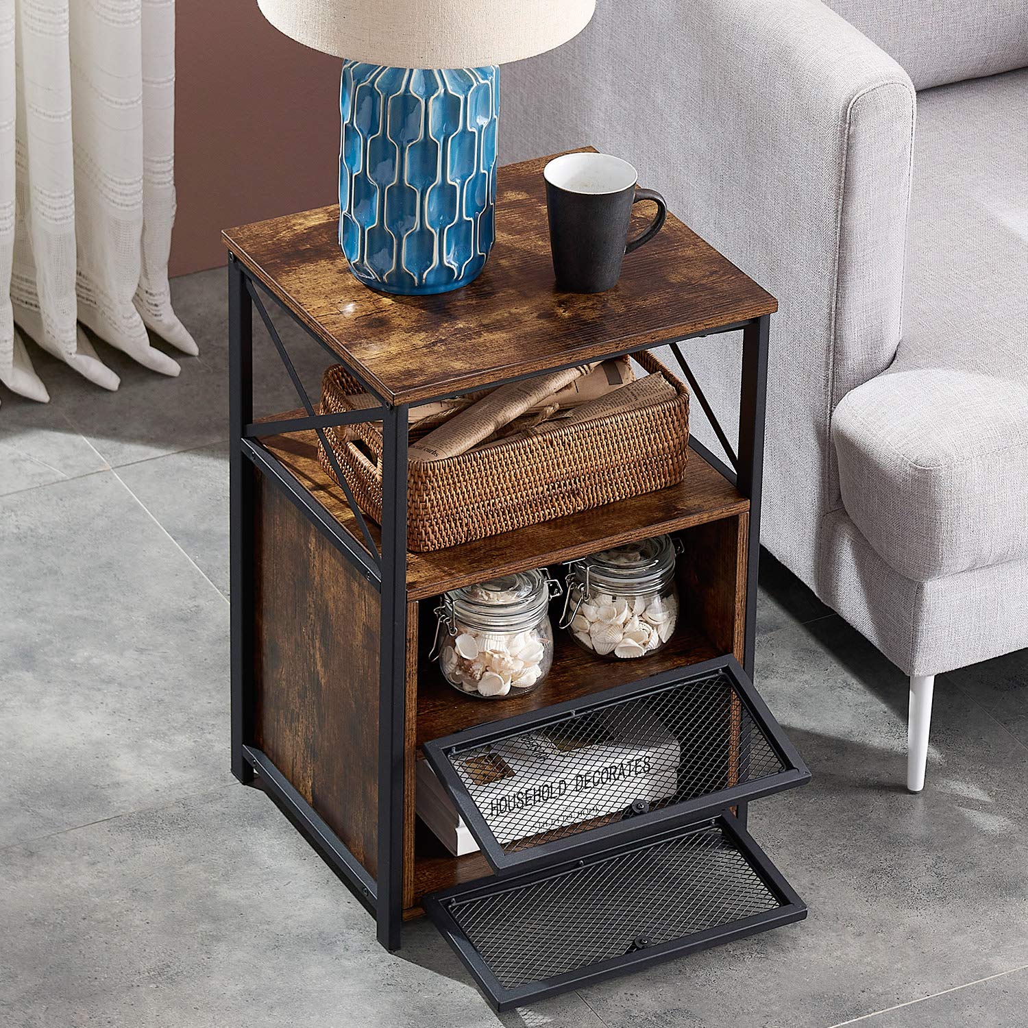 VECELO Nightstand Set of 2 with Drawer, Modern Night Stand for Bedroom, End Side Table for Living Room,Bedroom,Office, Easy Assembly