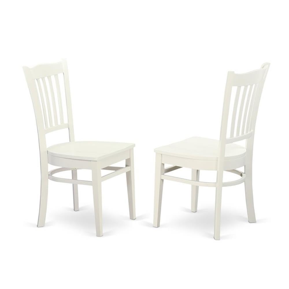 East West Furniture DMGR3-LWH-W 3 Piece Dining Set Contains a Round Dining Room Table with Dropleaf and 2 Kitchen Chairs, 42x42 Inch, Linen White