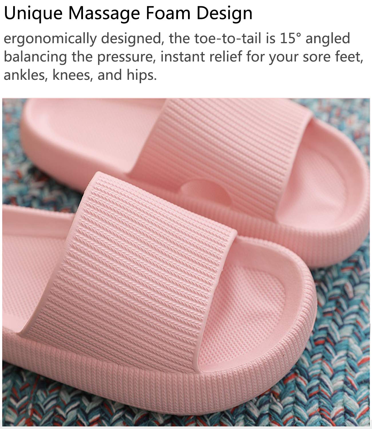Pillow Slippers for Women, Non-Slip Massage Foam Shower Bathroom Home Floor Thick Sole Quick Drying Cloud Cushion Womens Mens Sandals, Soft Comfortable Platform Open Toe Shoes (White, Eur38/39)