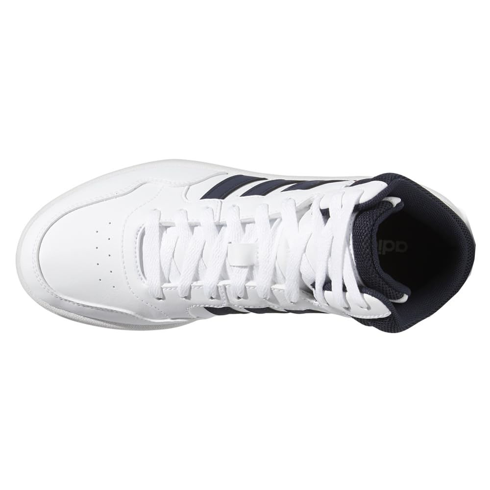 adidas Women's Hoops 3.0 Mid Top Basketball Shoes, White/Legend Ink/Rose Tone, 8