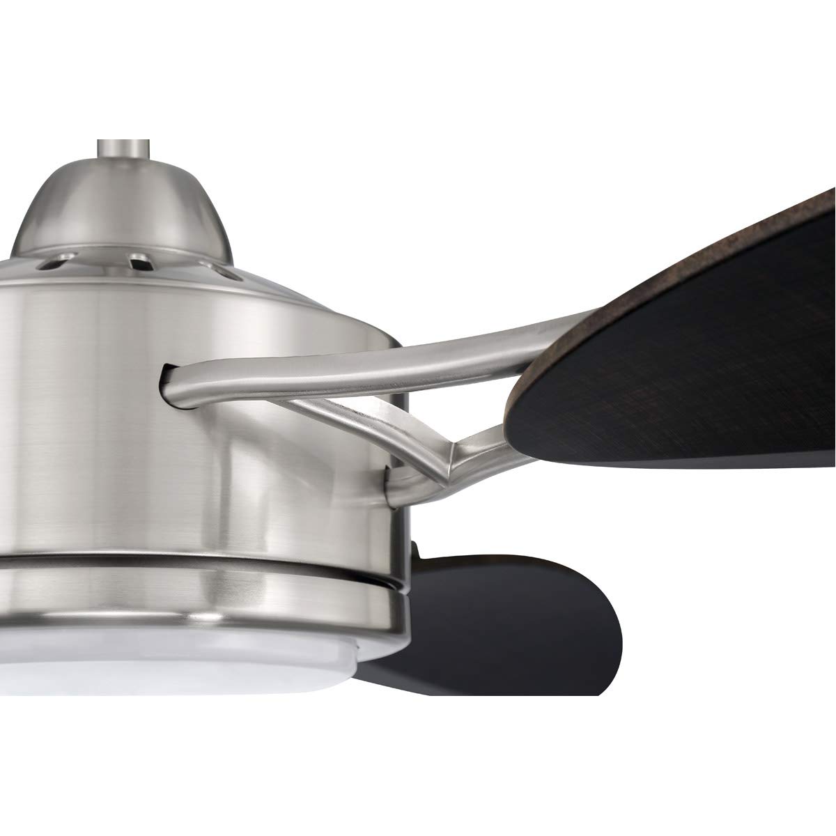Craftmade JOU64BNK3 Journey Modern 64" Indoor/Outdoor Damp Location Large Ceiling Fan with LED Lights & Remote/WiFi, 3 Black Walnut ABS Blades, DC Motor, Brushed Polished Nickel
