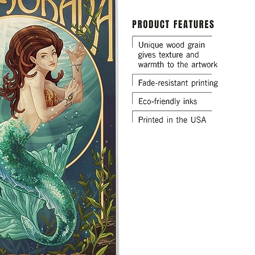 Lantern Press 6x9 Inch Wood Sign, Ready to Hang Wall Decor, Islamorada, Florida Keys, Mermaid
