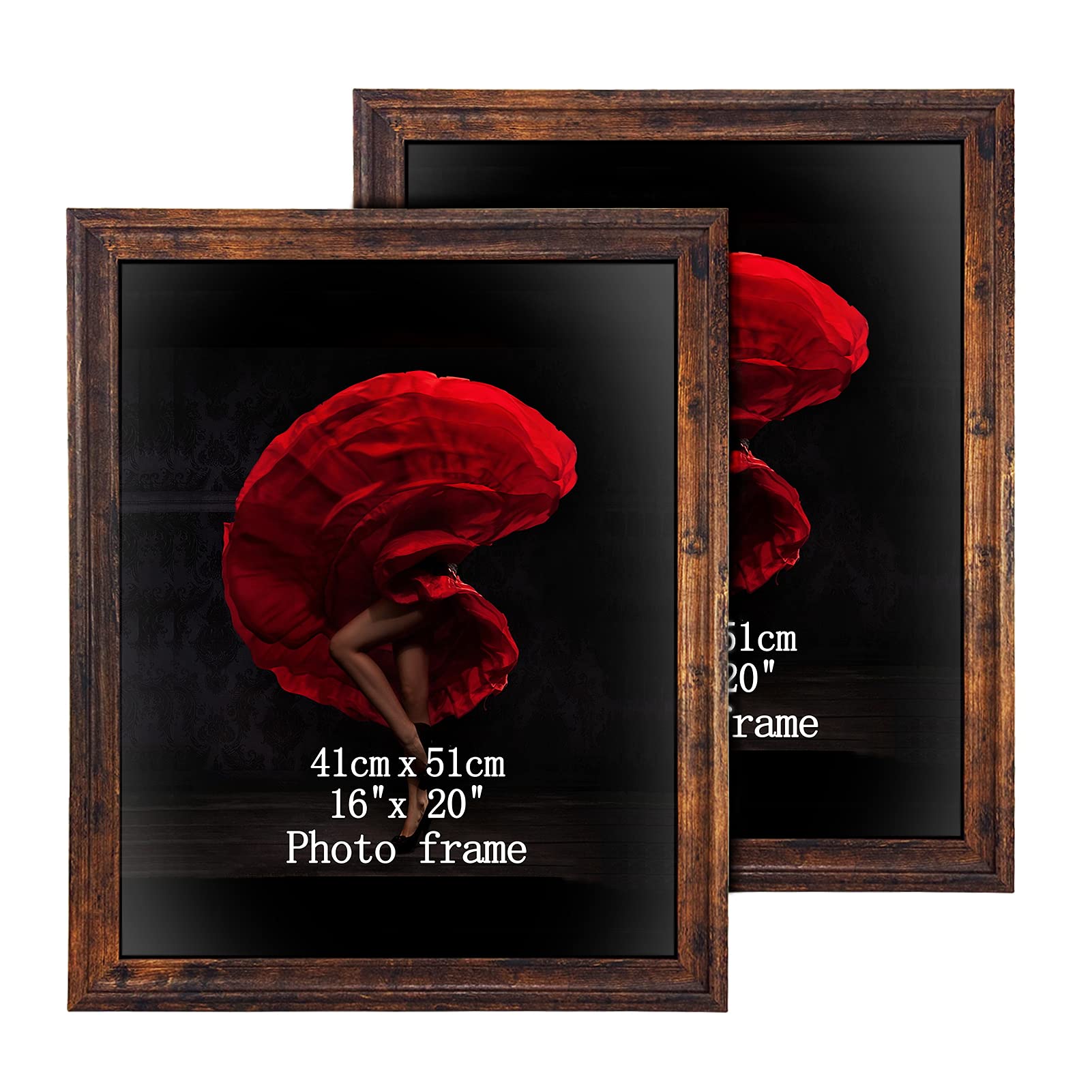 ZBEIVAN 16x20 Picture Frames Set of 2 Rustic 20x16 Photo Frame for Vertical Horizontal Wall Hanging