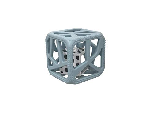 Malarkey Kids Munch Mitt and Chew Cube 2-Pack | Baby Teething Mitten Protects Hands from Chewing & Saliva, Heals Aching Gums, Promotes Sound & Visual Stimulation (Steel Blue and Outer Space)
