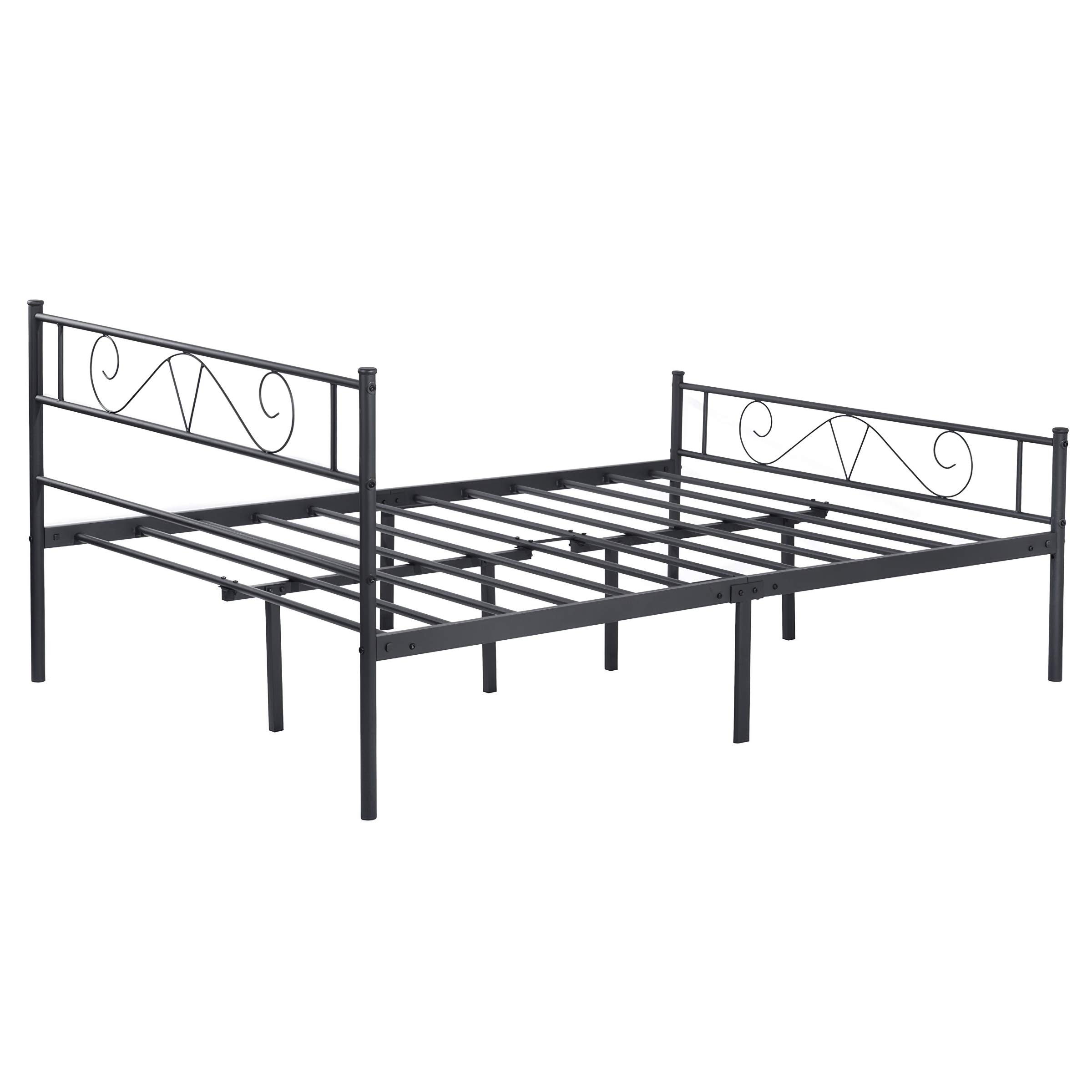 Full Size Platform Bed Frame with Headboard, Nordic Style Metal Bed Easy Assembly, Size 77.256.134.8 Inches