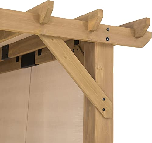 Sunjoy Cedar Pergola 10 x 11 ft. Wooden Hot Tub Pergola with Adjustable Canopy and Privacy Screen by SummerCove