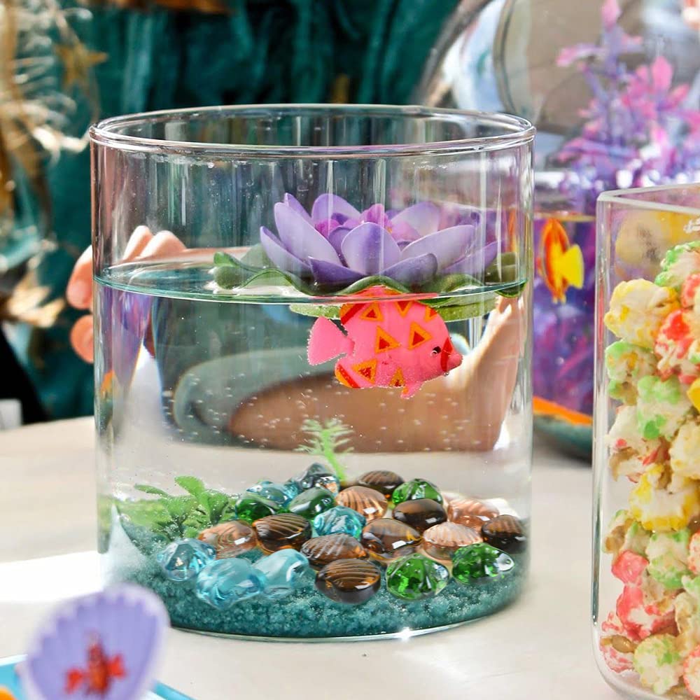 LUEYAO Seashell Starfish Glass Vase Filler Decorative Stars Shells Shape Premium Glass Beads Gems Aquarium Pebbles Decorative Table Scatter Decor 1.3 LB 40 PCS