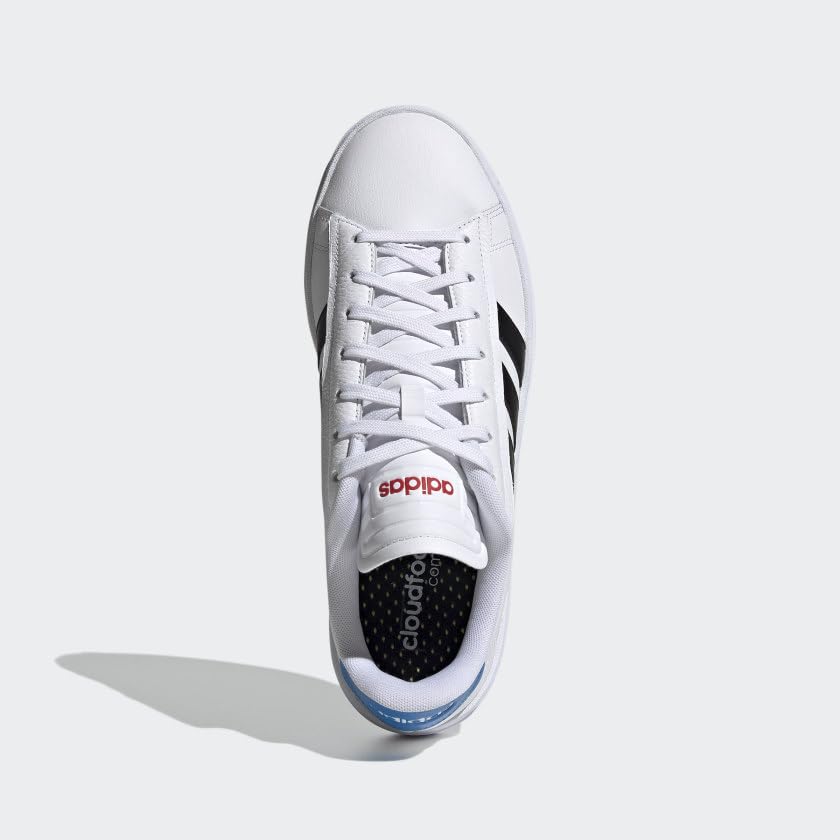 adidas Men's Grand Court Alpha Tennis Shoe, White/Core Black/Blue Rush, 10.5